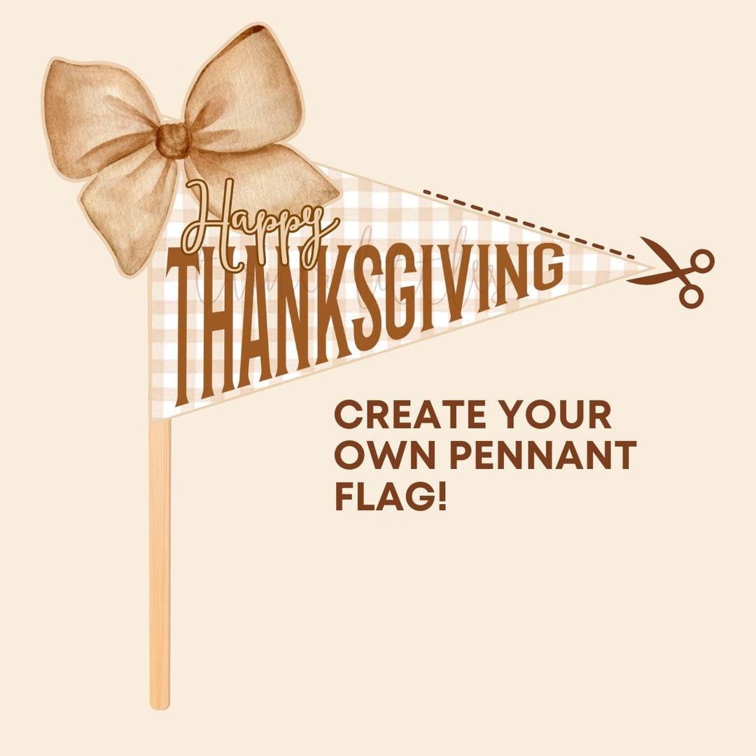 Thanksgiving Pennant Flag Decor Sign Printable, Thanksgiving PNG Flags ...