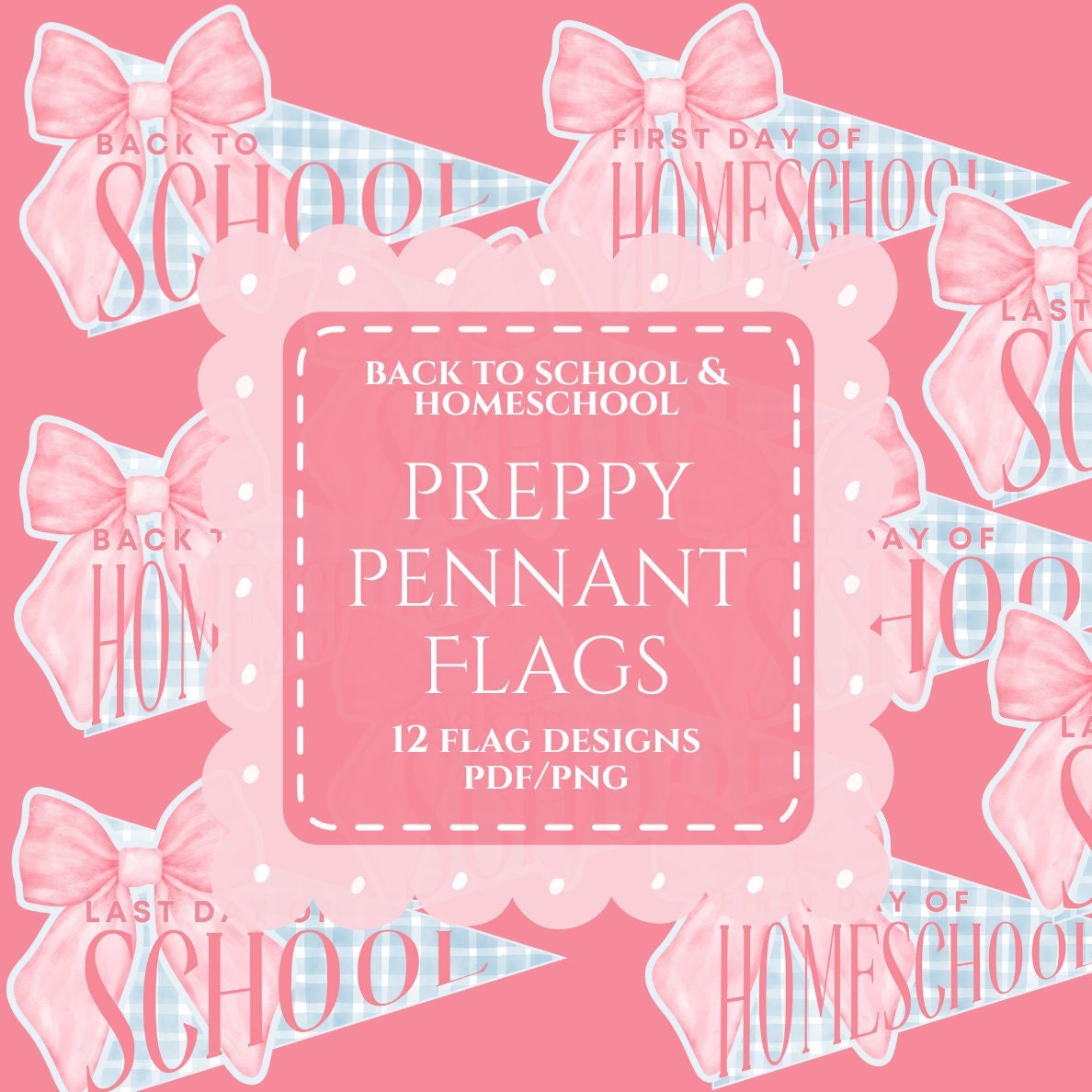 First Day of School Sign - First Day of Homeschool Preppy Flag - DIY ...
