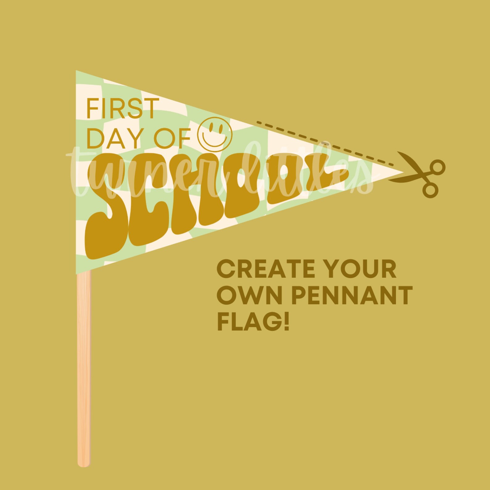 Back to School Sign First Day of School Printable Flag Retro Themed ...