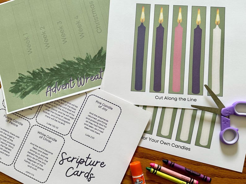 Printable Advent Wreath Craft for Kids, Printable Advent Calendar ...