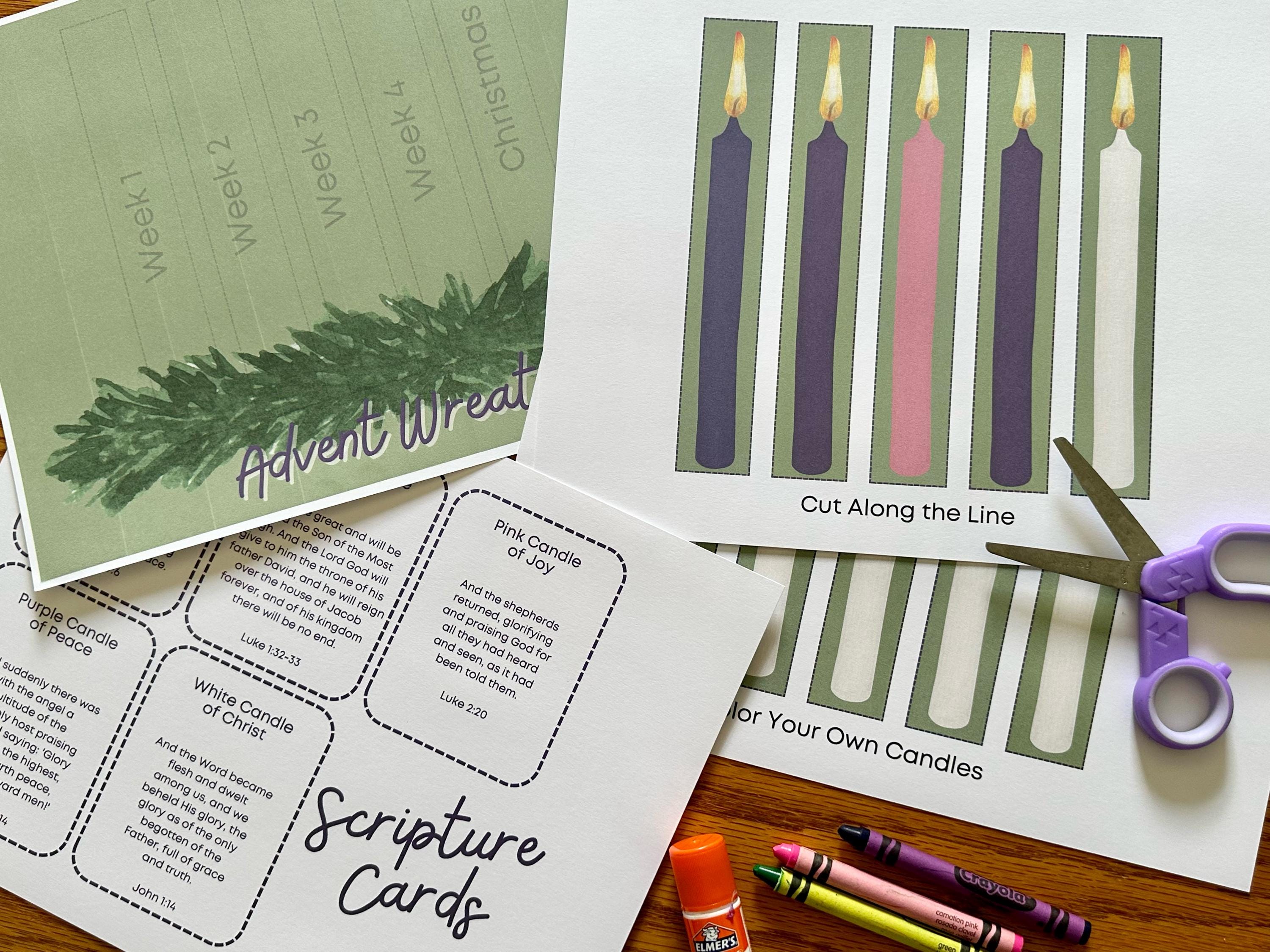 Printable Advent Wreath Craft for Kids, Printable Advent Calendar ...