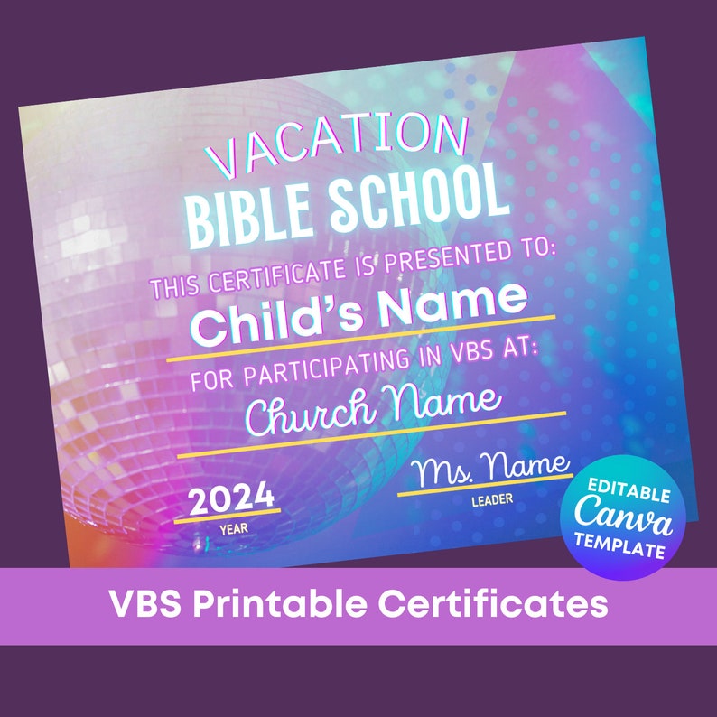 Start the Party Vacation Bible School Certificate VBS Certificate ...