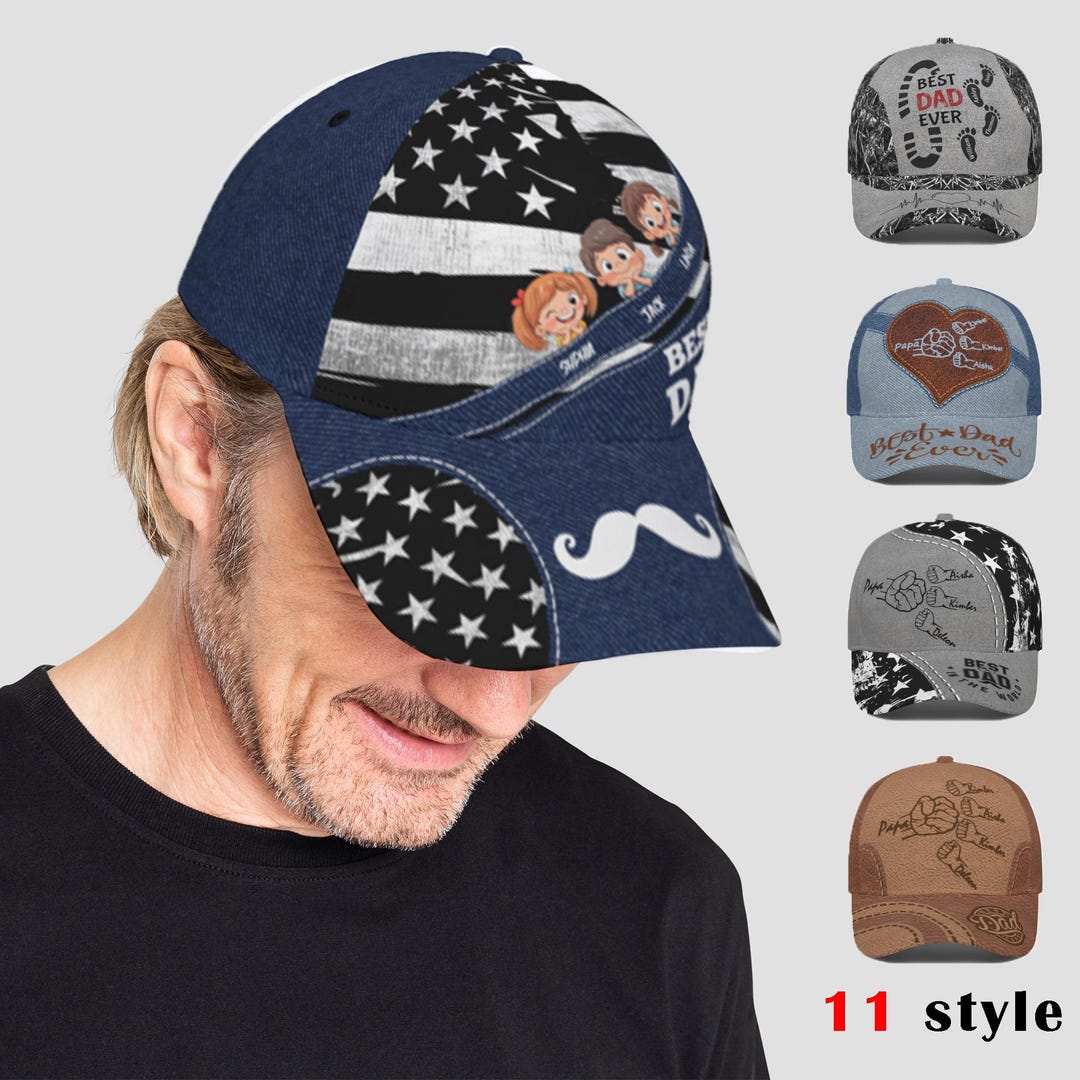 Custom Dad Baseball Caps - Personalized Fist Bump Hat With Child's Name ...