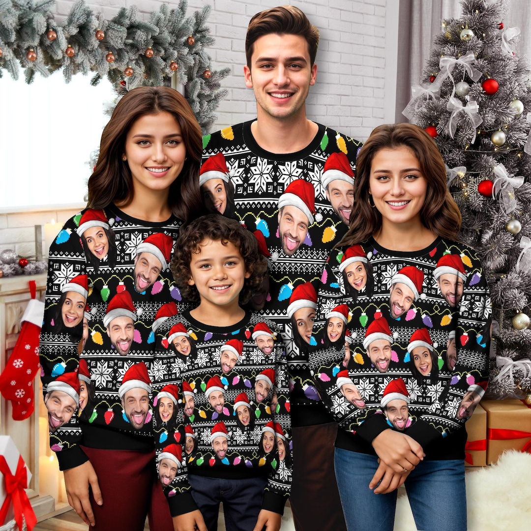Custom Face Christmas Sweater, Personalized Family Photo Sweatshirt ...