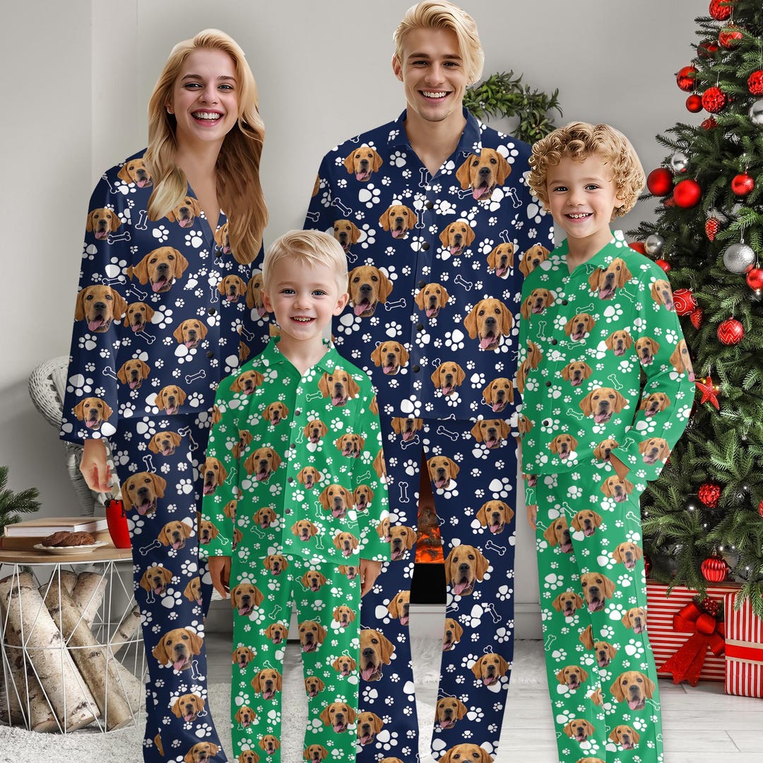 Custom Pajamas Set With Face, Customize Photo Pajamas, Personalized ...