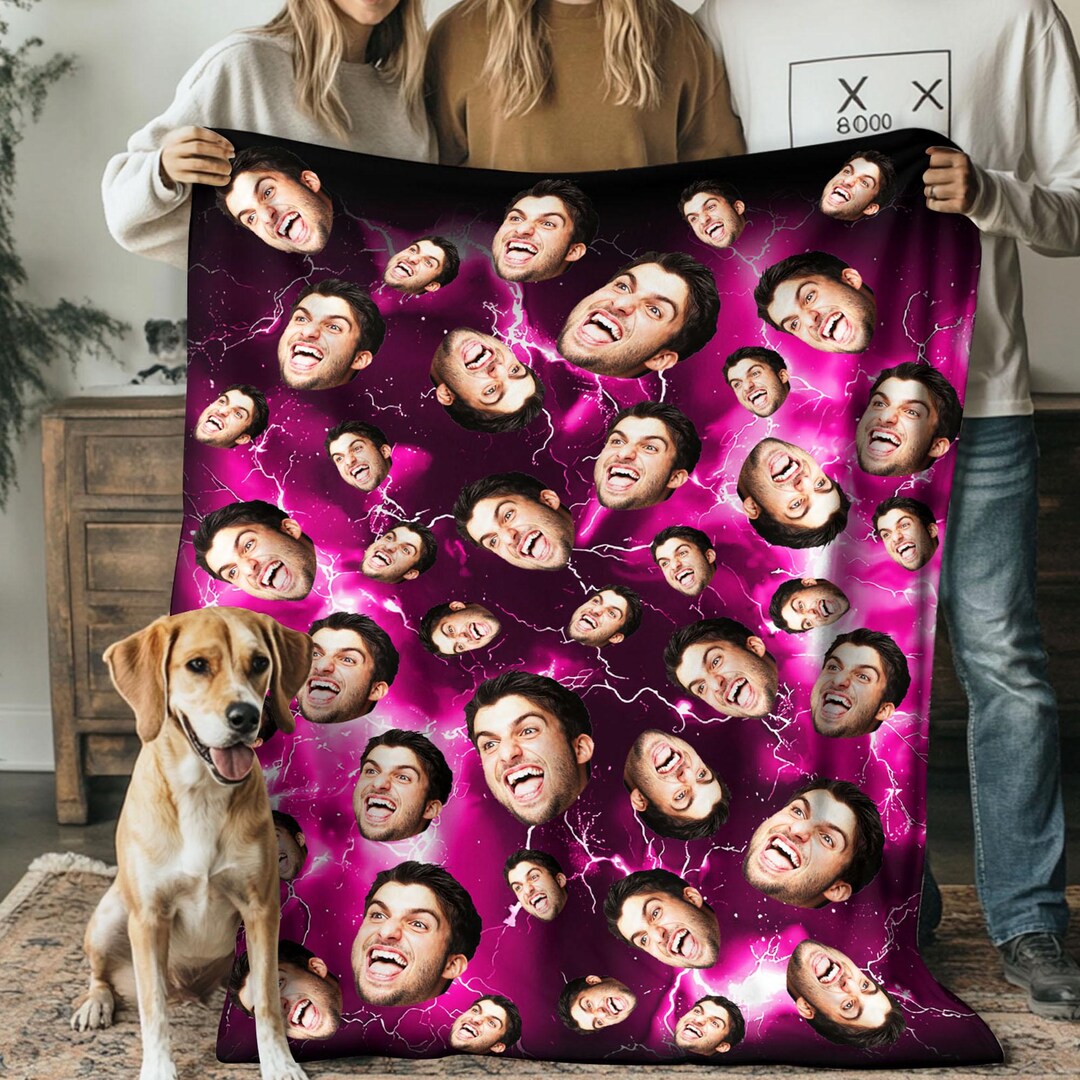Custom Face Photo Blanket, Personalized Fleece Blanket, Made in Usa ...