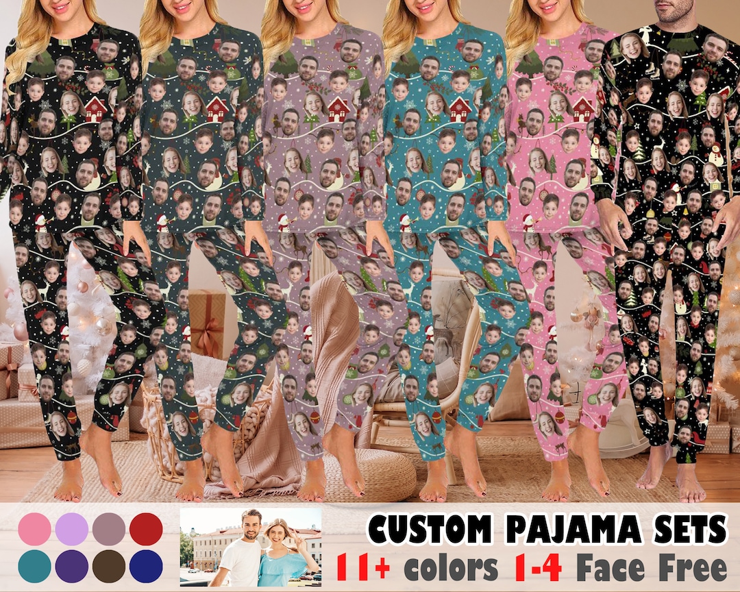 Custom Couple Pajama Sets Personalized Pajama With Face - Etsy