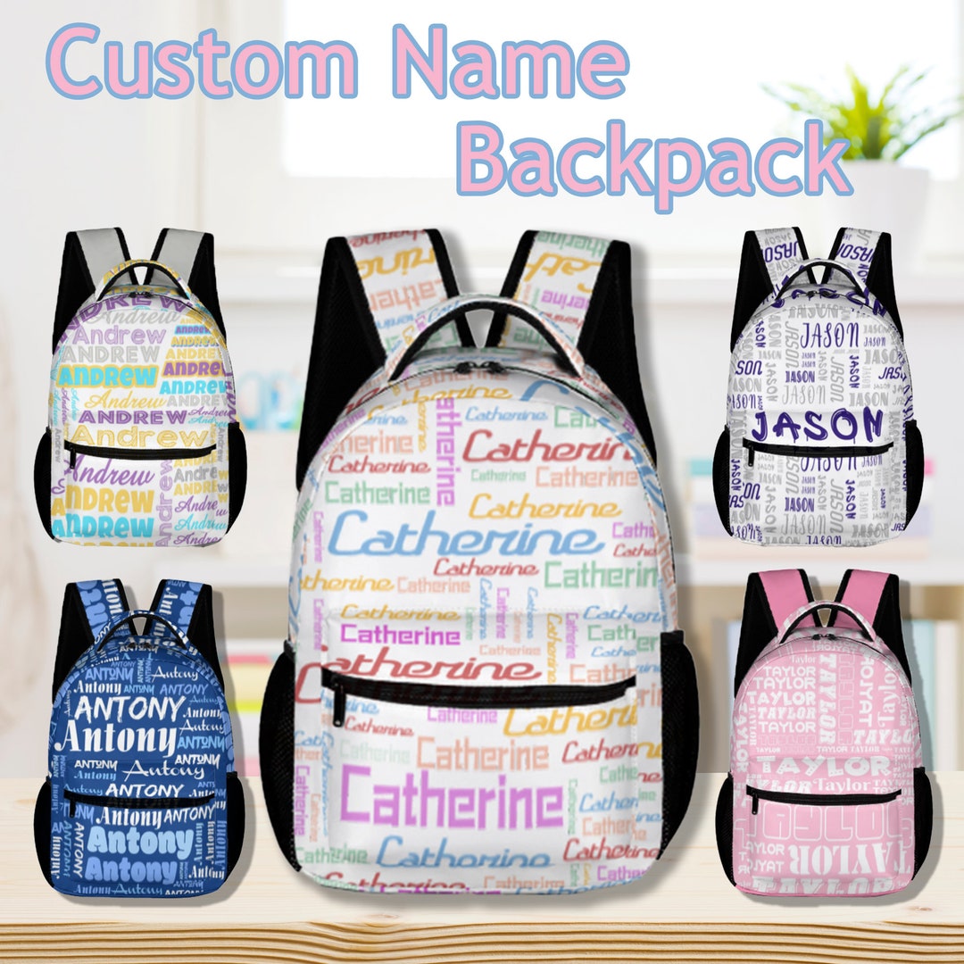 Personalized Name School Bag, Custom Casual Back Pack With Name, Back ...