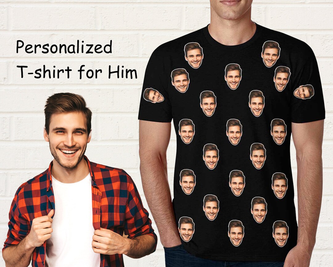 Custom Face Print T-shirt for Men, Personalized Face Short Sleeve ...