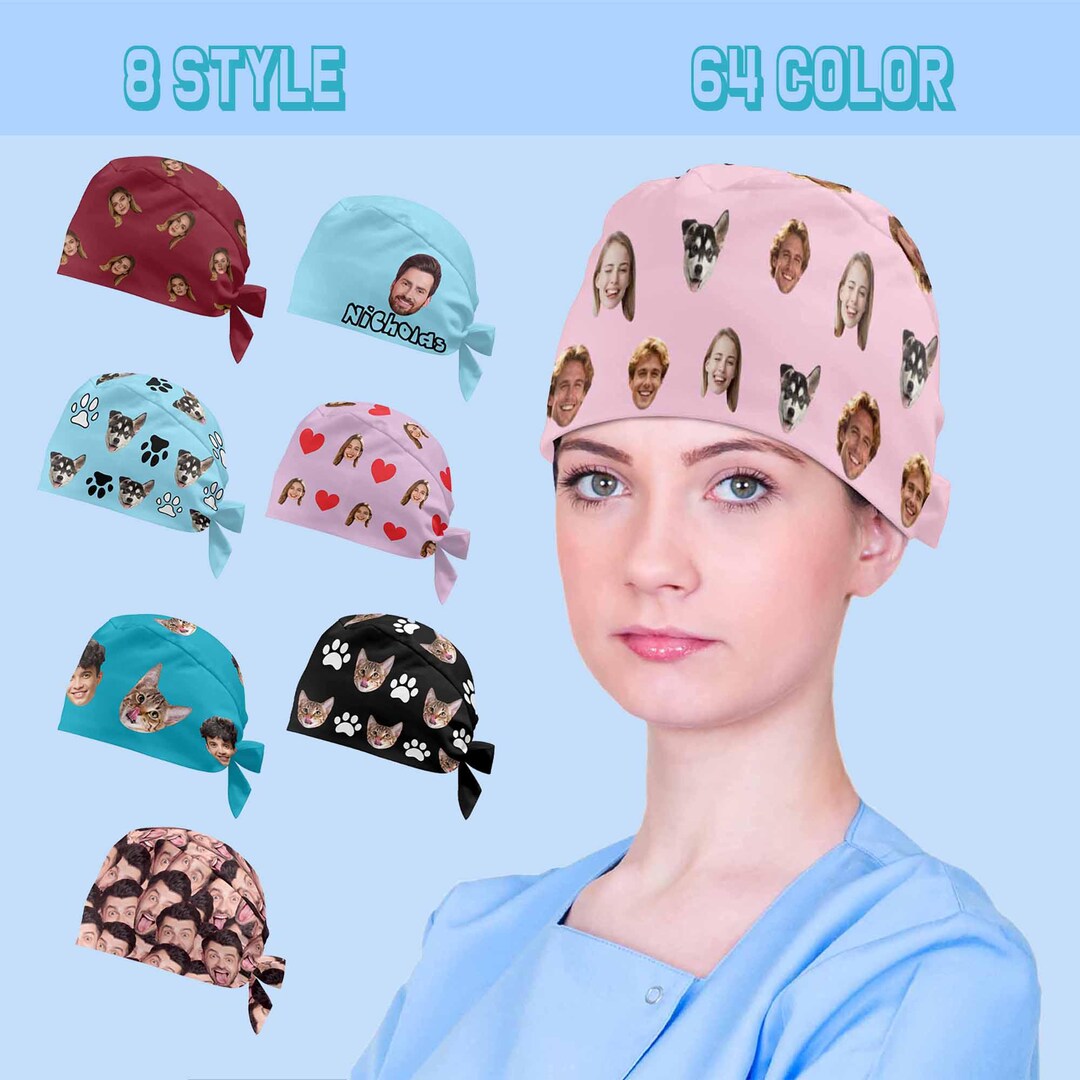 Custom Face Scrub Cap, Personalized Nurse/doctor Gift, Mother's Day ...