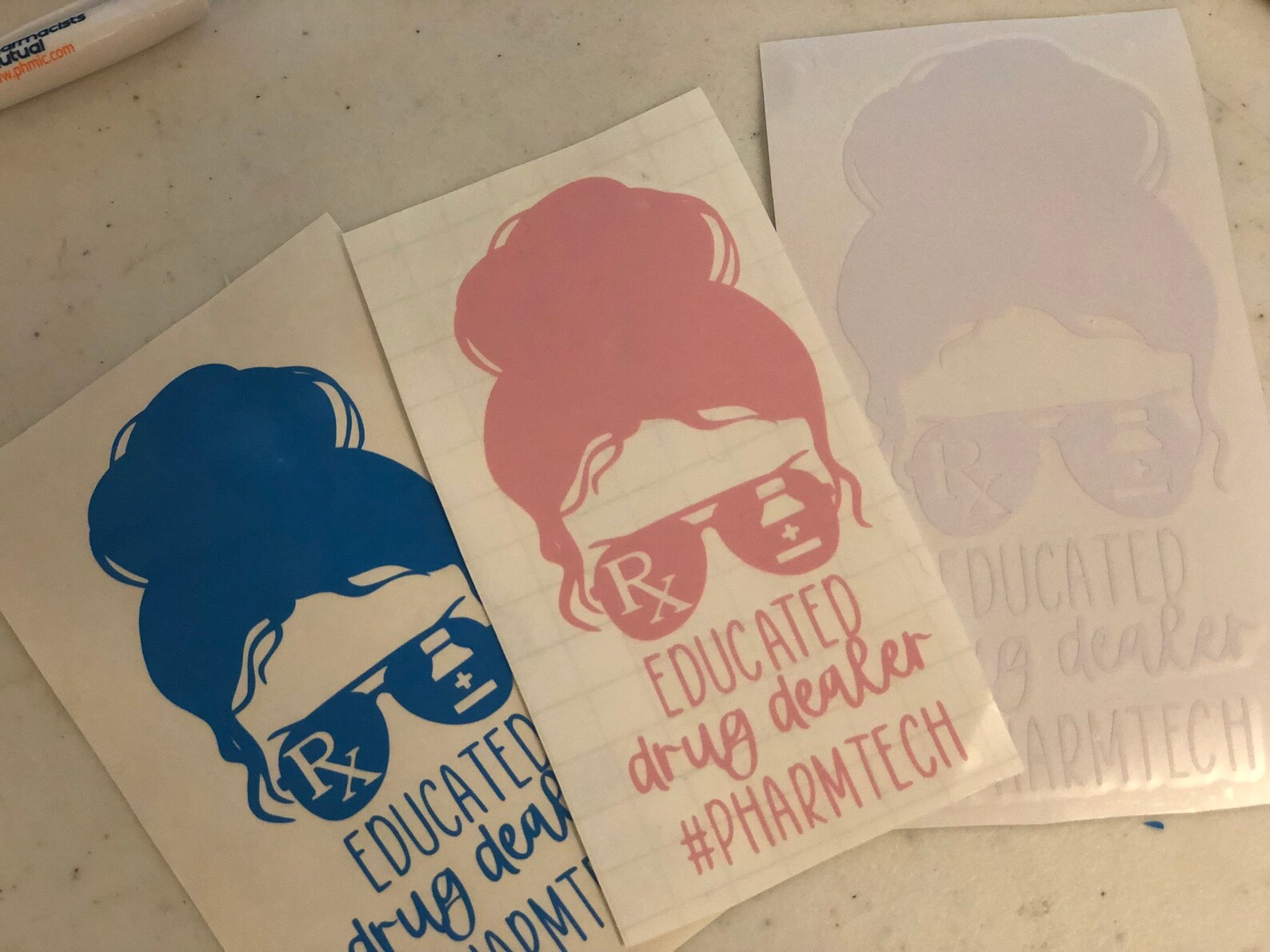 Pharmacy Tech Decals Educated Drug Dealer Pharm Girl or Licensed Drug ...