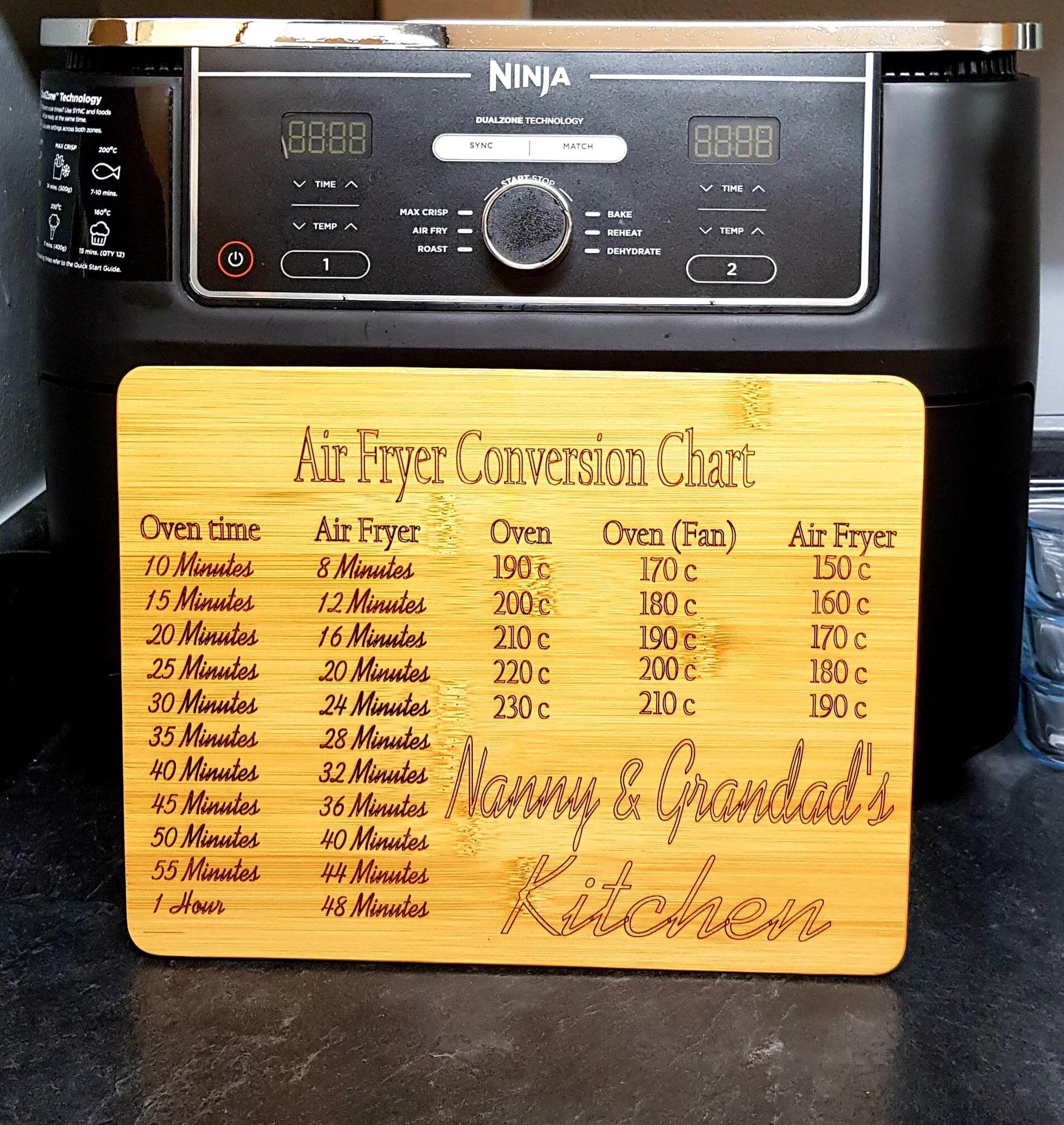 Personalised Air Fryer Conversion Chart Bamboo Chopping Board - Etsy