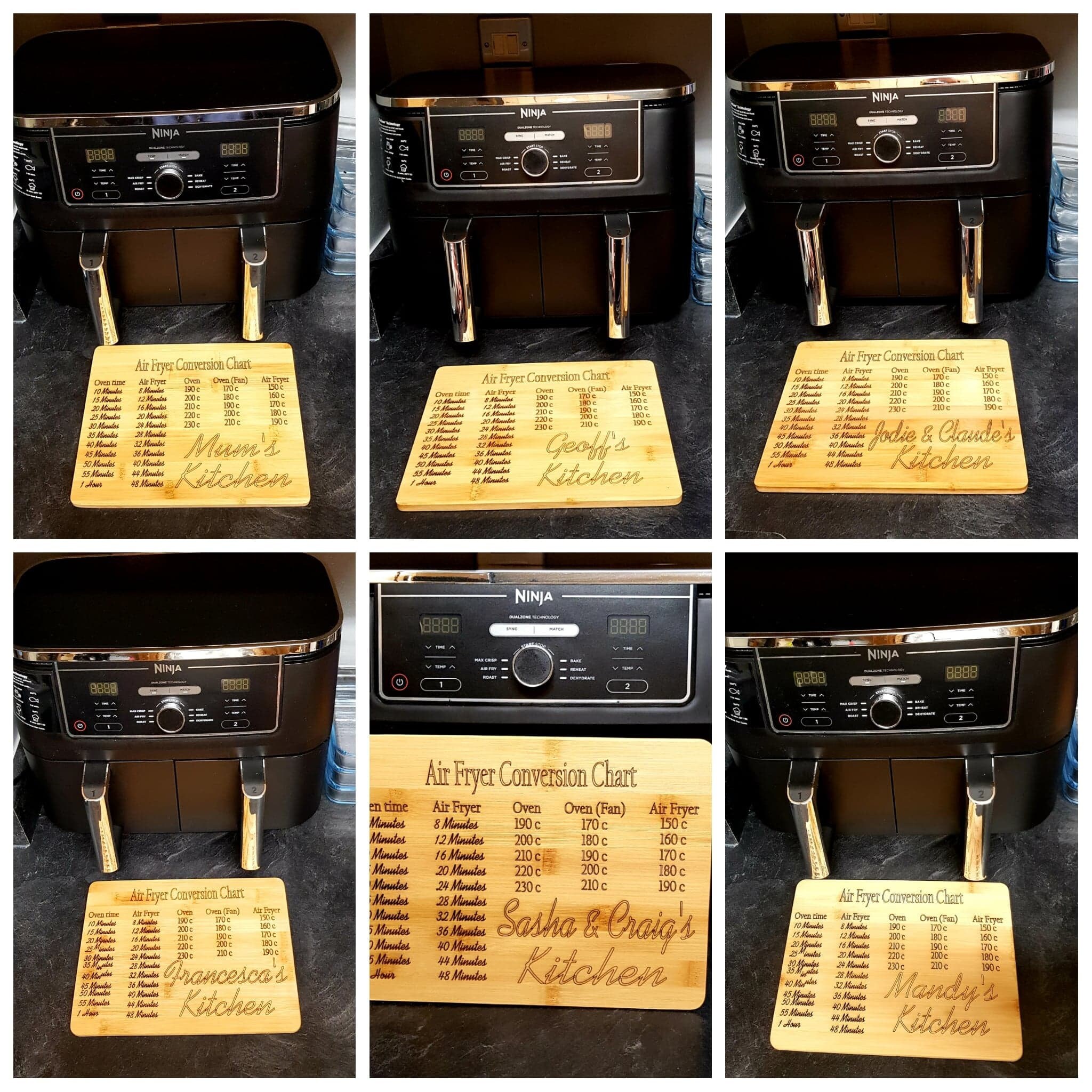 Personalised Air Fryer Conversion Chart Bamboo Chopping Board - Etsy