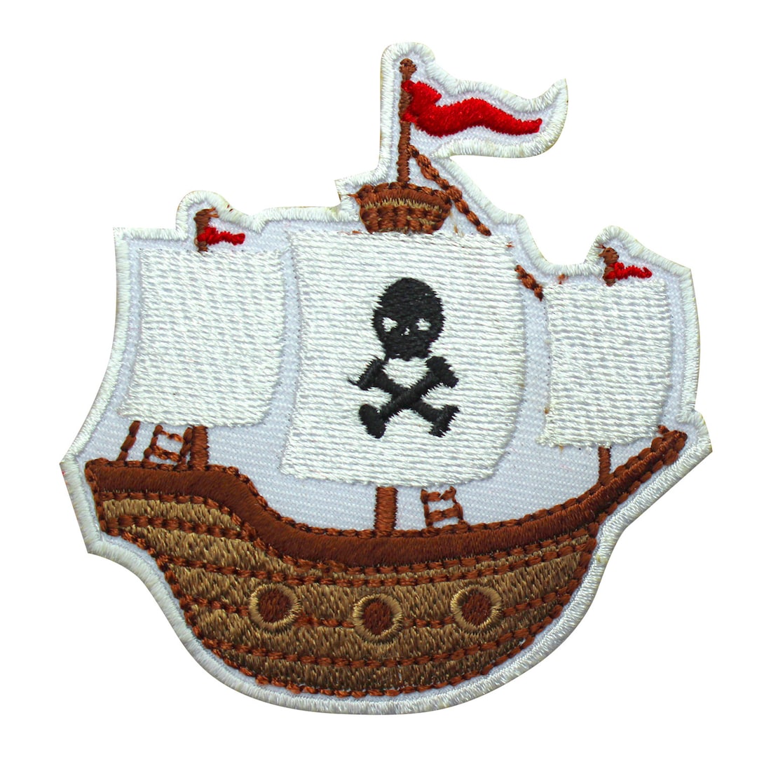Pirates Ship Patch, Kids Rhymes Patch Embroidered Iron on Sew on Patch ...