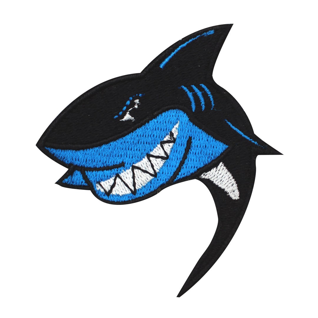 Blue Shark Patch, Kids Rhymes Patch Embroidered Iron on Sew on Patch ...