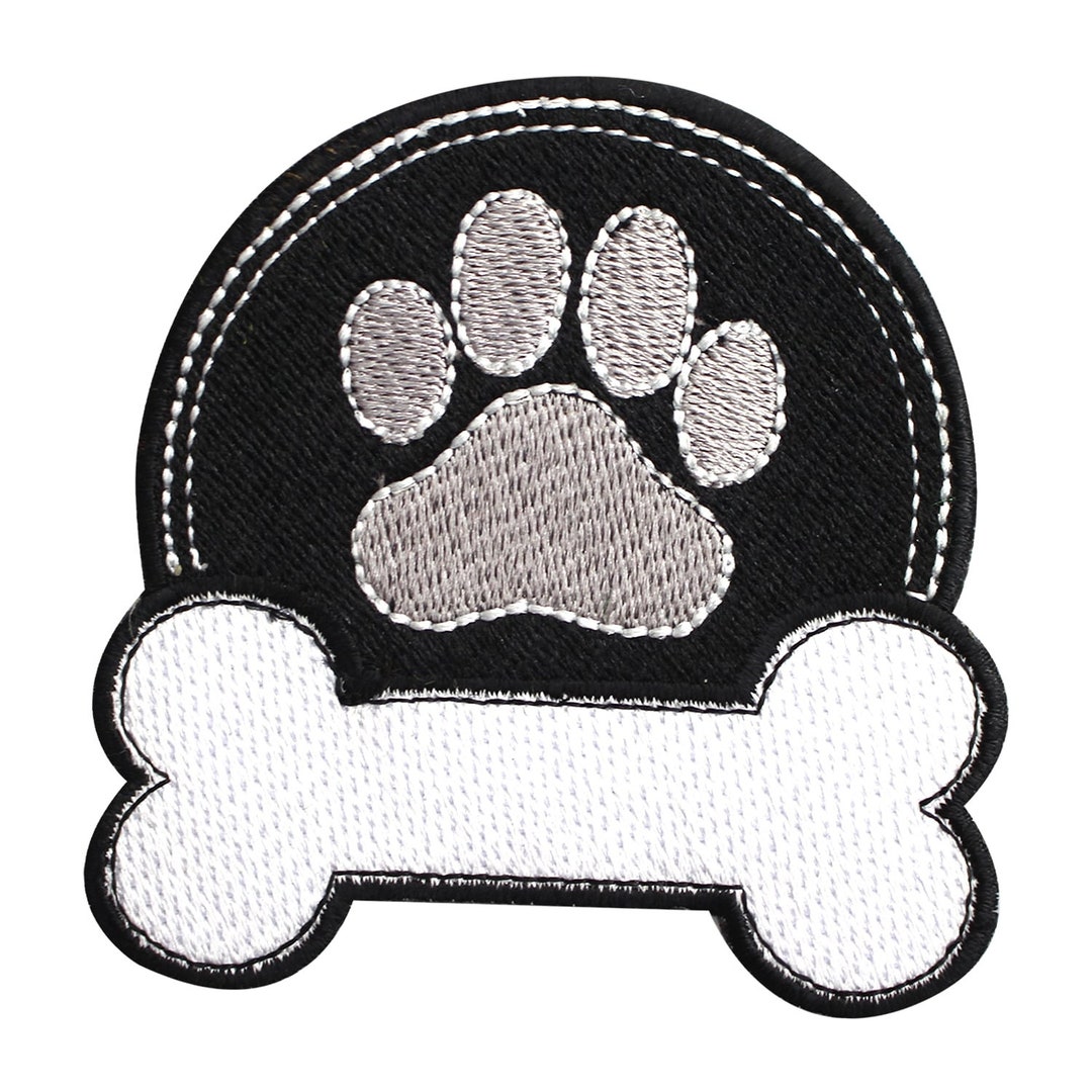 Dog Paw Bone Patch, Paw Patch, Dog Bone Patch, Kids Rhymes Patch Embroidered Iron on Sew on ...