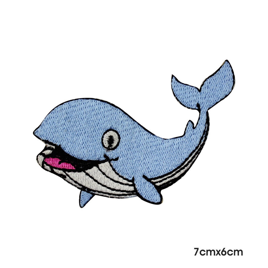Cute Whale Patch, Smiling Whale Patch, Kids Rhymes Patch Embroidered Iron on Sew on Patch Badge ...