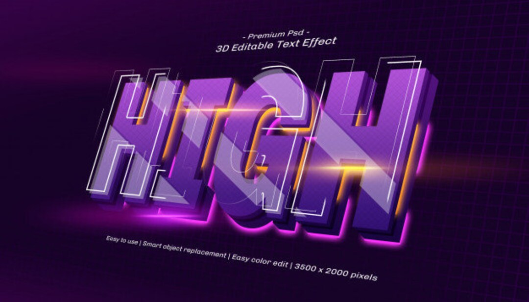 3d High Editable Text Effect - Etsy