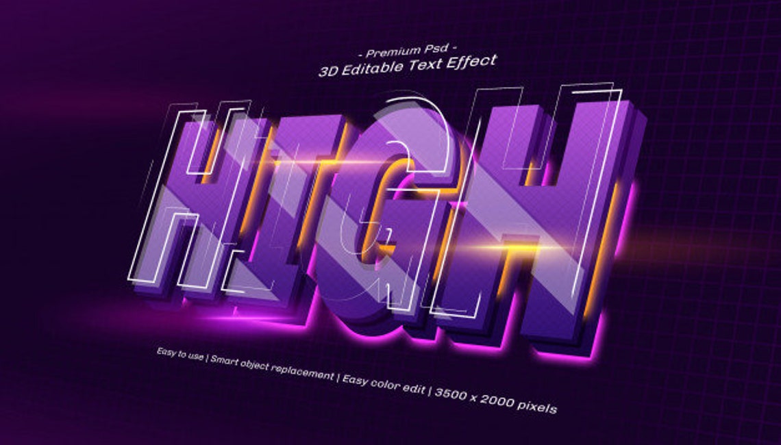 3d High Editable Text Effect - Etsy