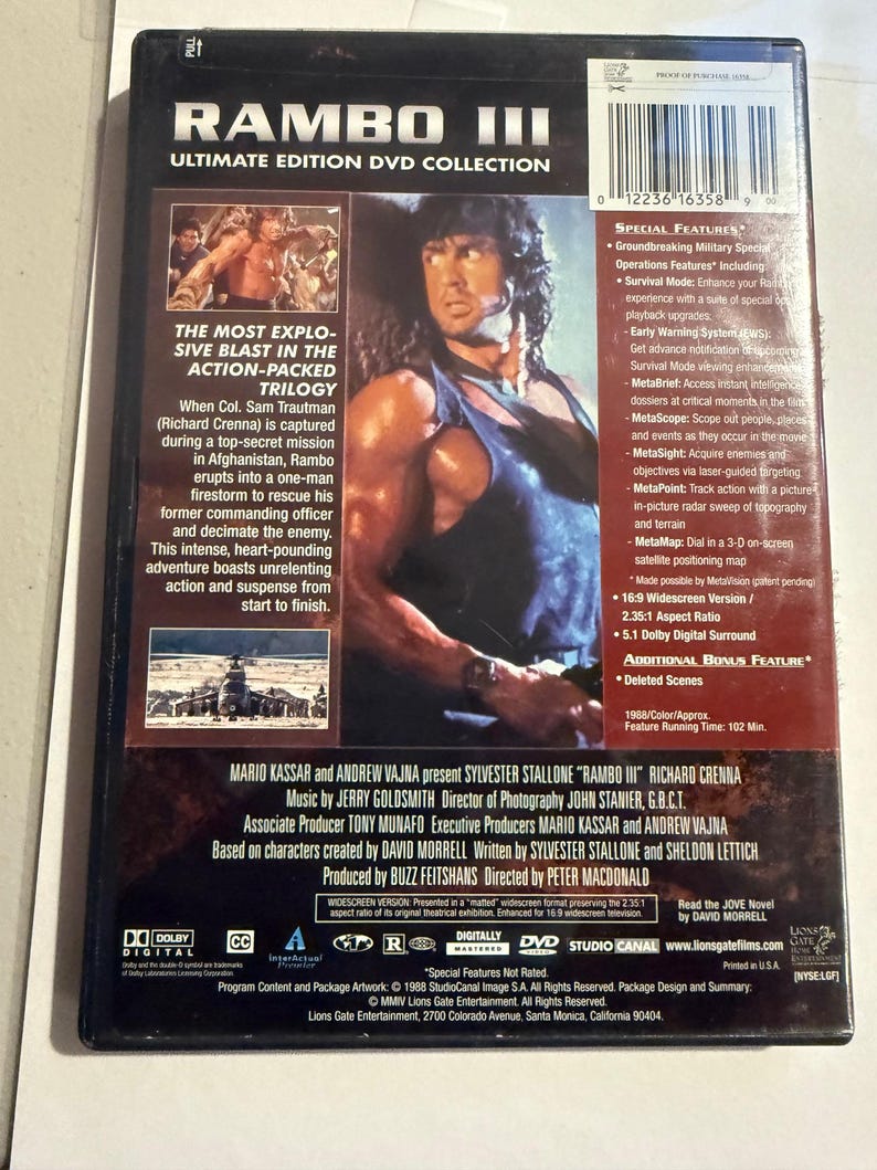 Rambo 3 Ultimate Edition DVD - Etsy