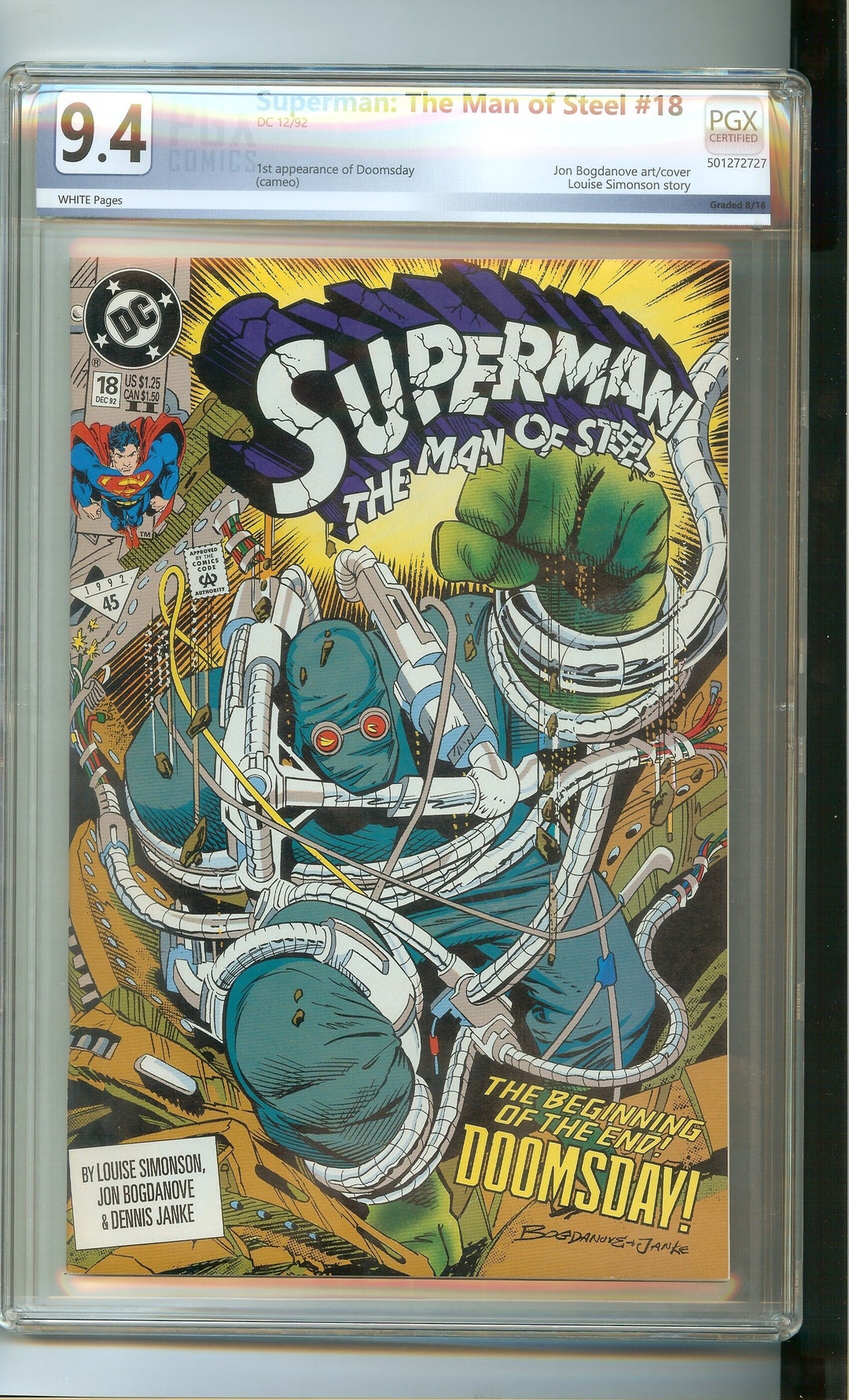 SUPERMAN the Man of Steel #18 PGX 9.4 "1st Appearance of Doomsday" - Etsy