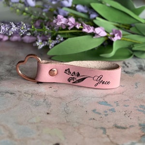 Custom Name Birth Flower Keychain, Customized Birthday Gift for Mom ...