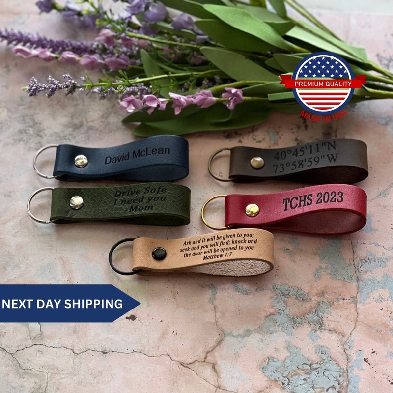 Leather Keychain - Etsy