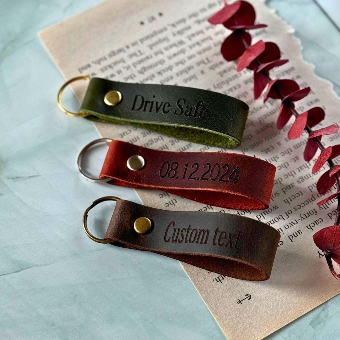 Personalized Premium Leather Keychain, Key Fob, Custom Keychain ...