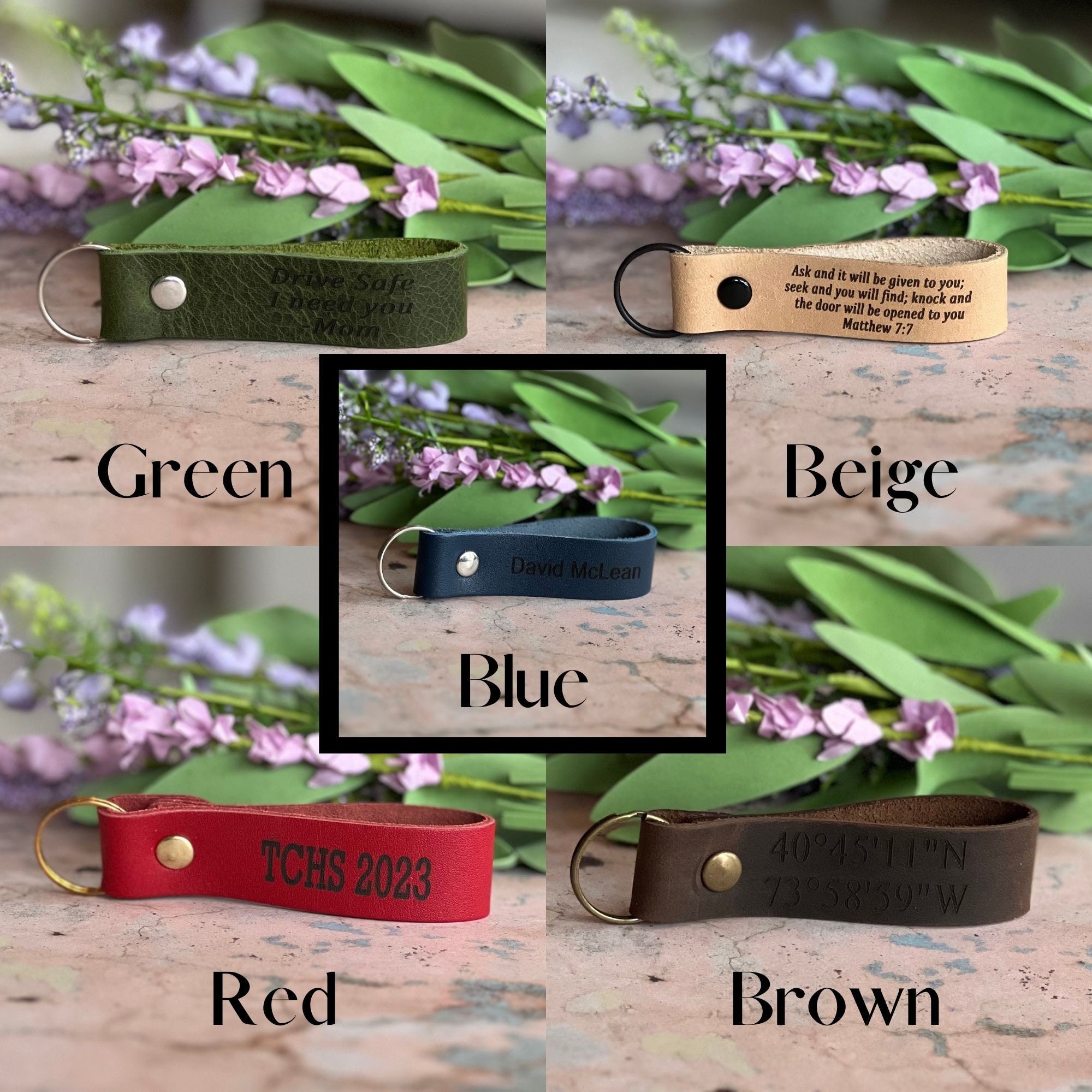 Personalized Leather Keychain. Custom Leather Keychain. Wedding Gift ...