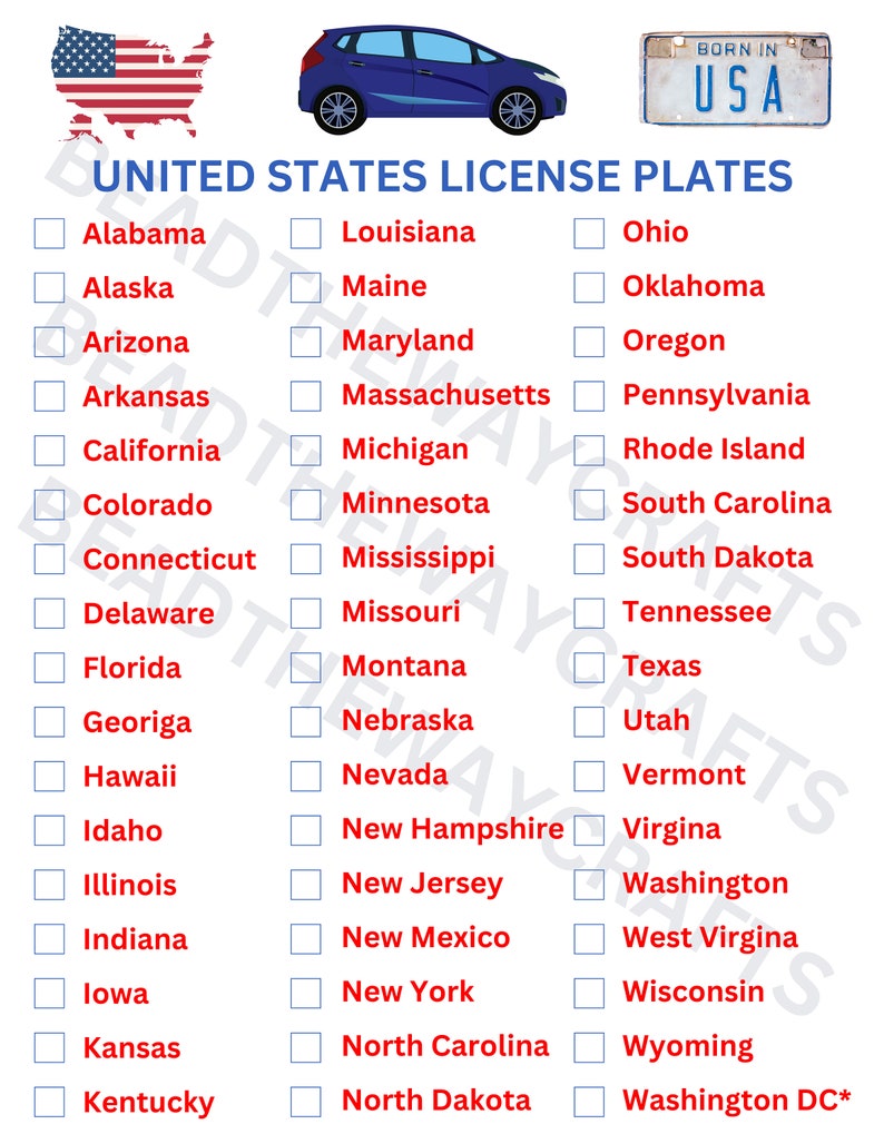 License Plate Game, Roadtrip Activities for Kids, Family Travel, Car ...