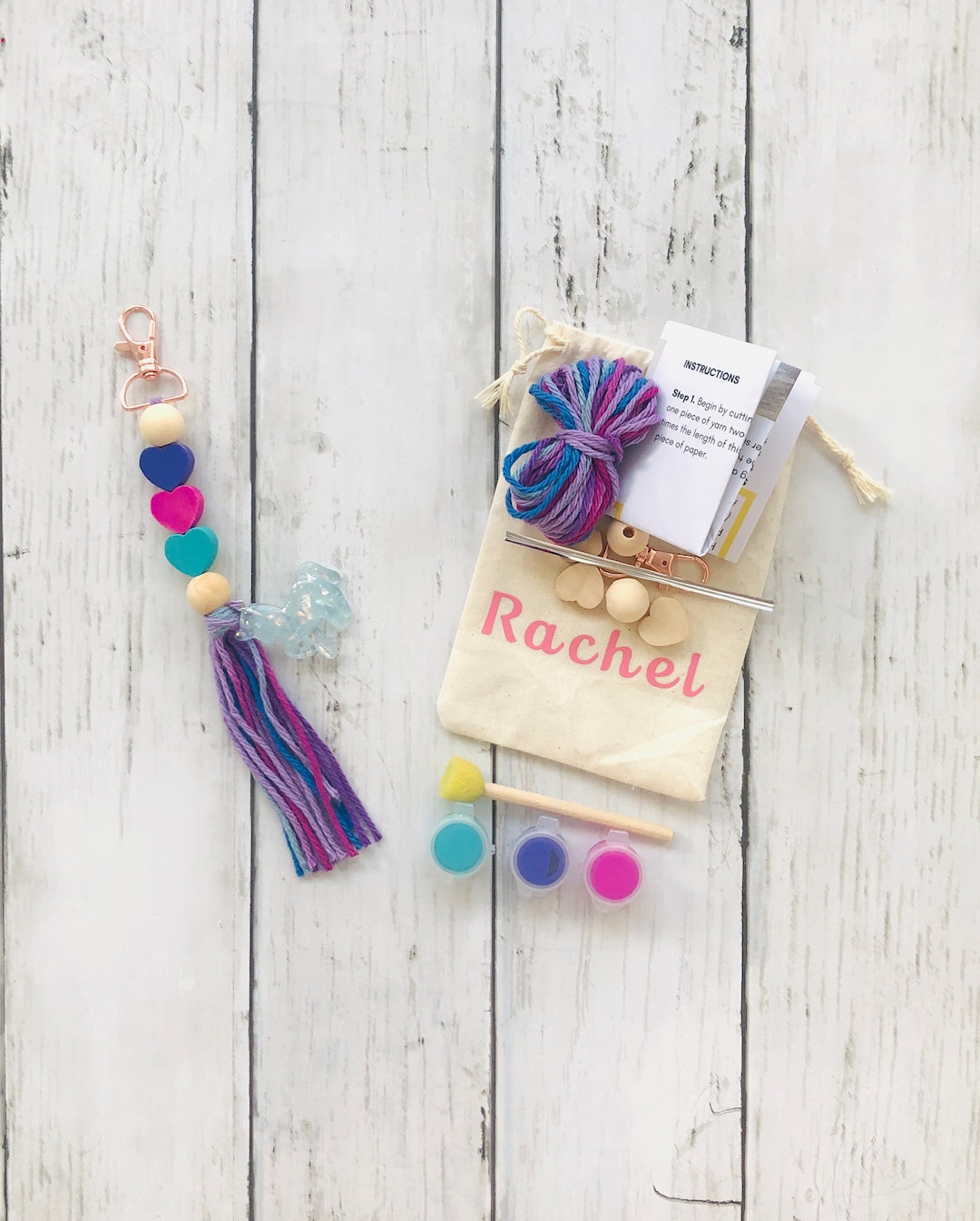 Backpack Charm Kit for Kids, Paint Your Own Craft Kit, Personalized ...