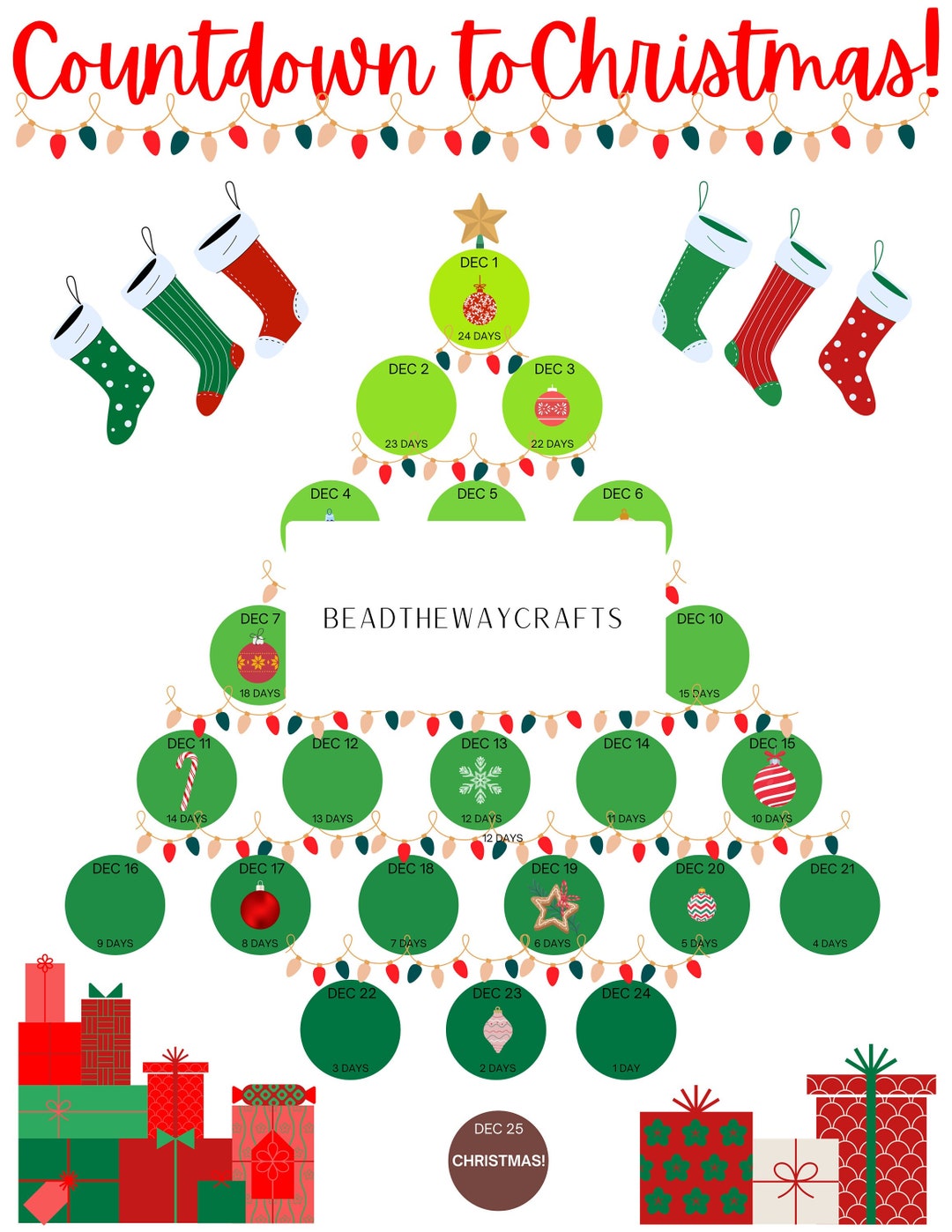 Printable Advent Calendar for Kids, Christmas Countdown, Christmas ...