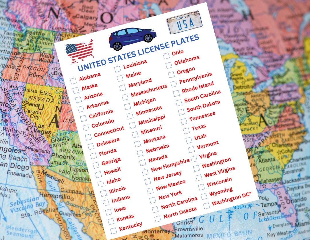 License Plate Game, Roadtrip Activities for Kids, Family Travel, Car ...