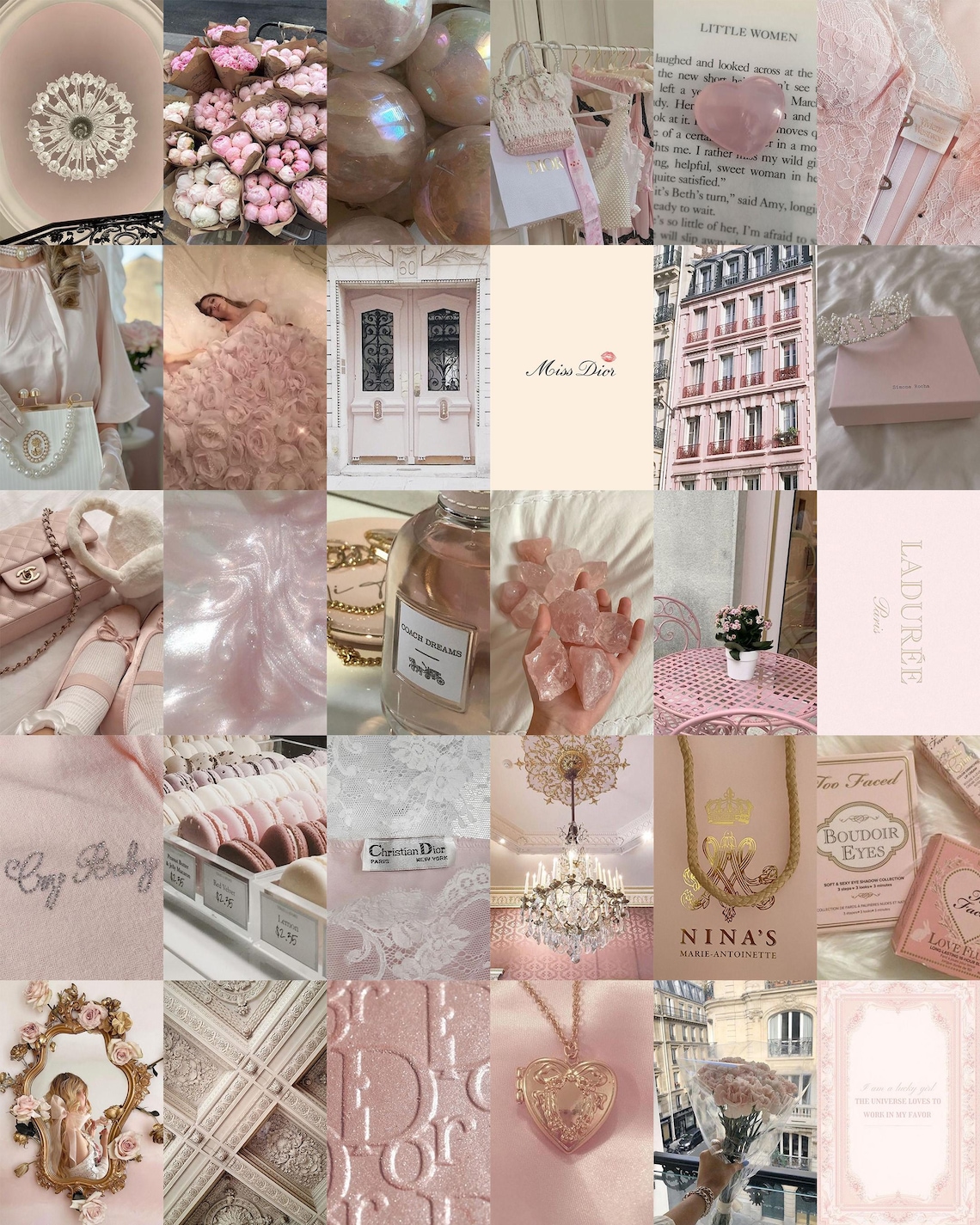 100 PCS Pink Parisian Wall Photo Collage Parisian Aesthetic Wall ...