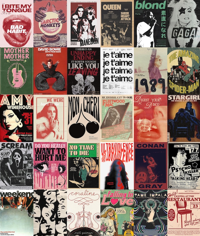 105 PCS Vintage Aesthetic Poster Collage Retro Wall Collage Kit Vintage ...