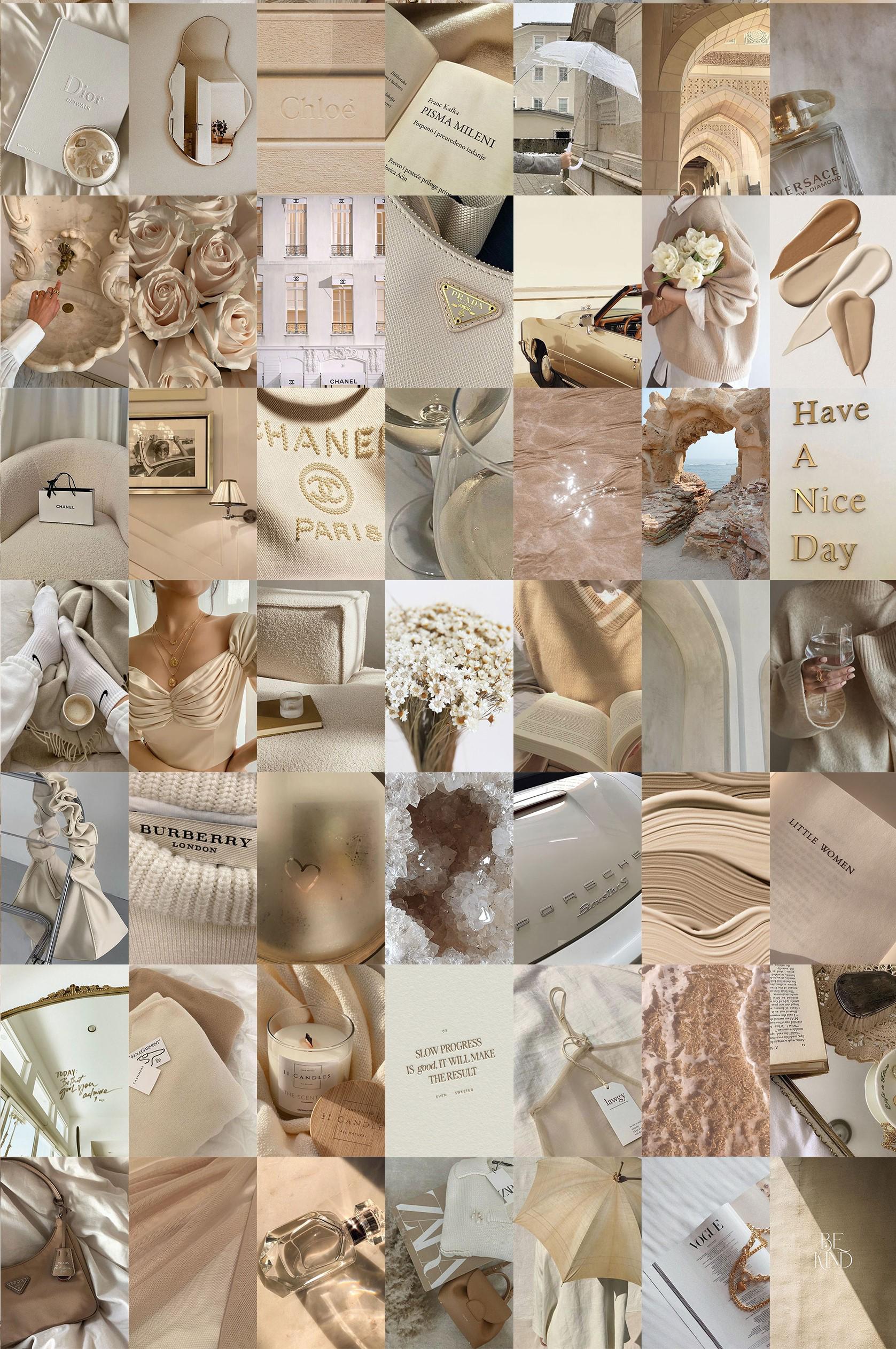 200 PCS | Neutral Aesthetic Photo Collage | Beige Wall Collage Kit ...