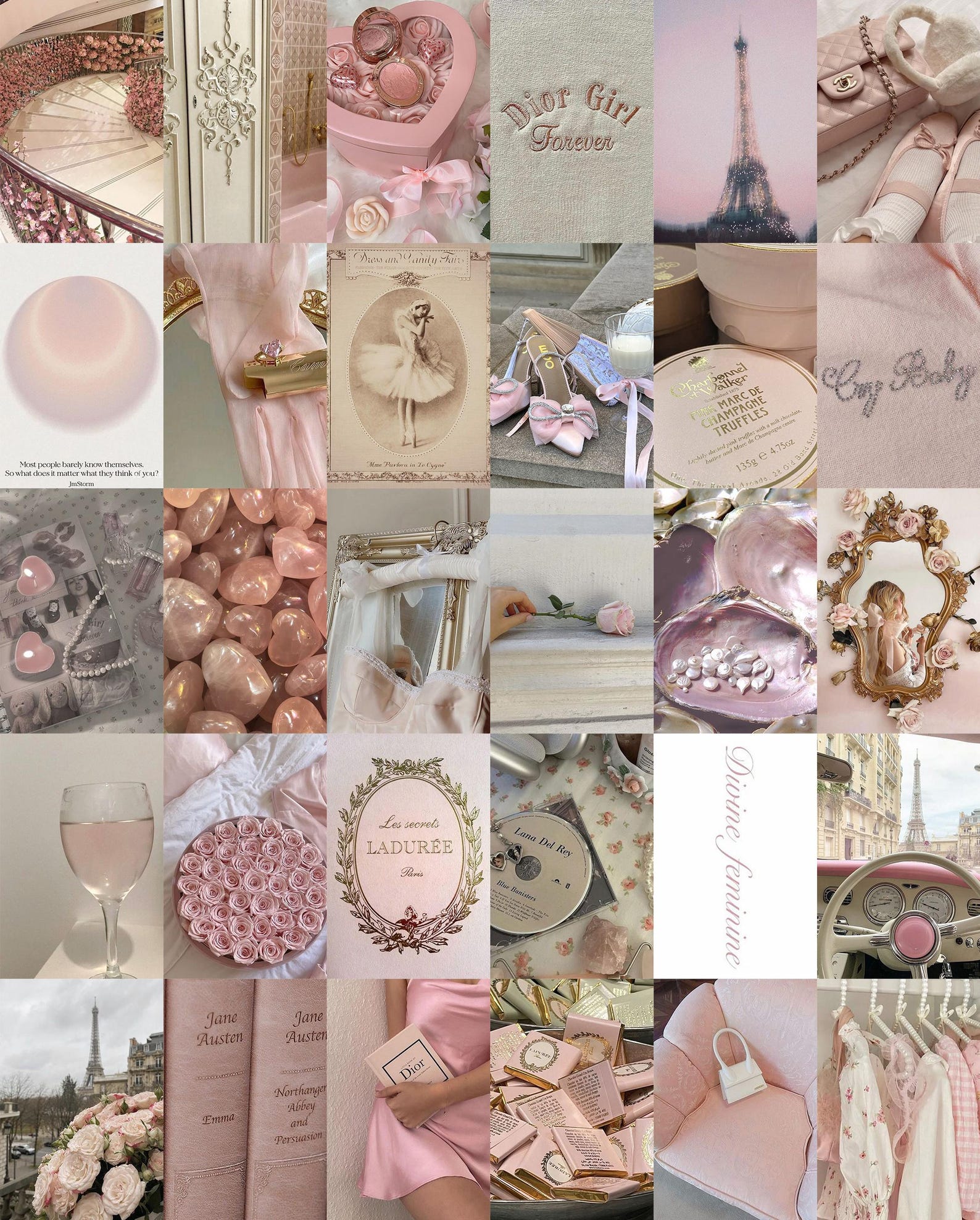 100 PCS Pink Parisian Wall Photo Collage Parisian Aesthetic Wall ...