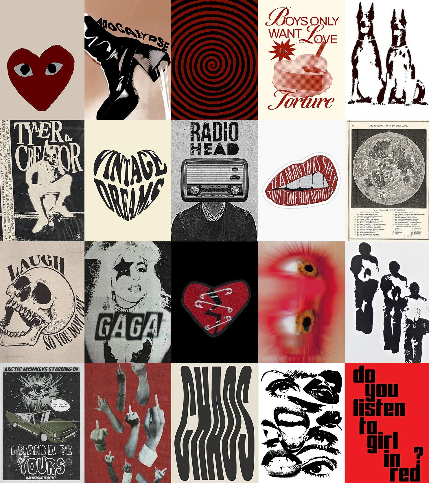 100 PCS | Grunge Aesthetic Wall Collage Kit | Grunge Wall Poster ...