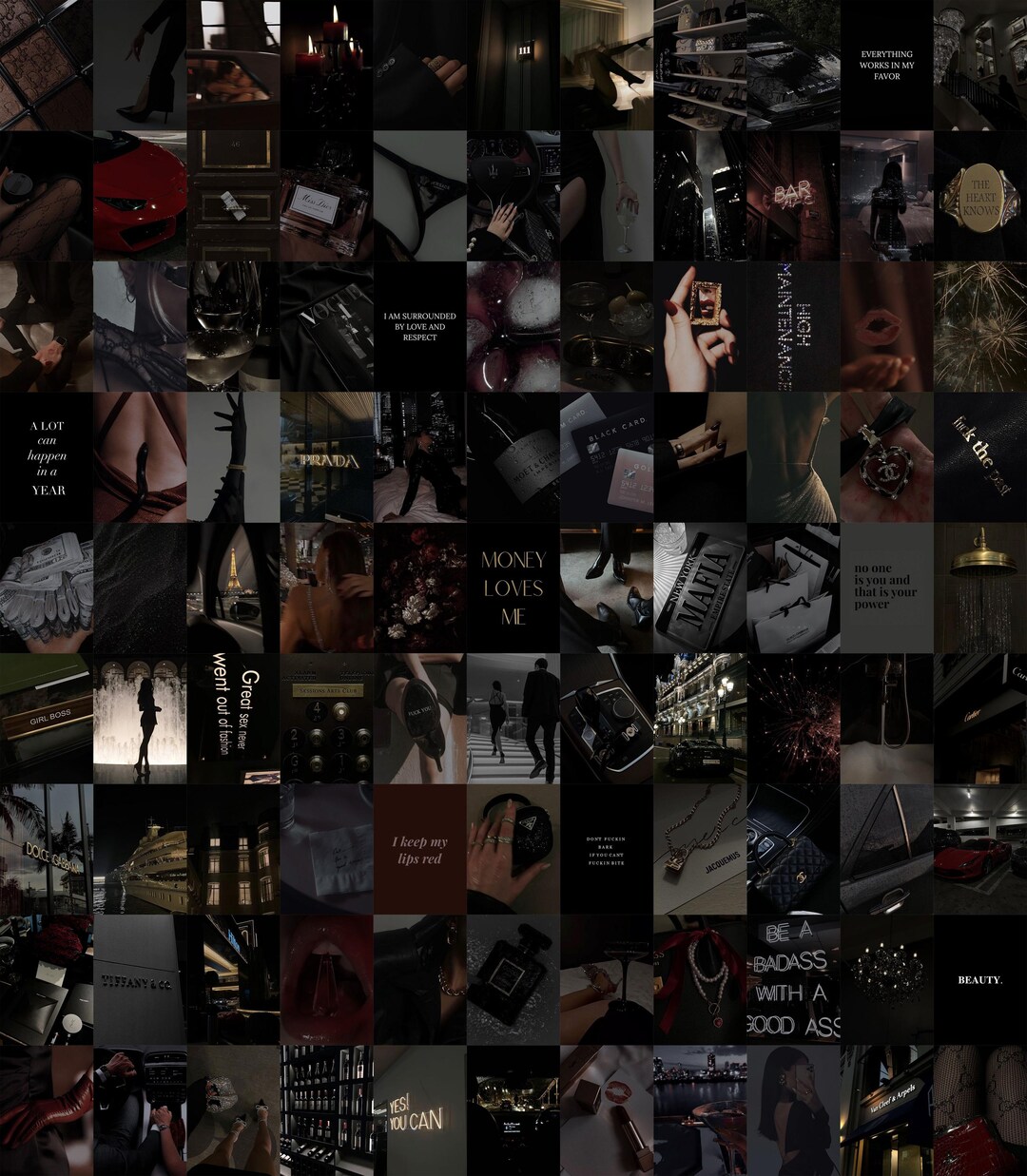 100 PCS | Dark Boujee Aesthetic Photo Collage | Dark Romance Wall Photo ...