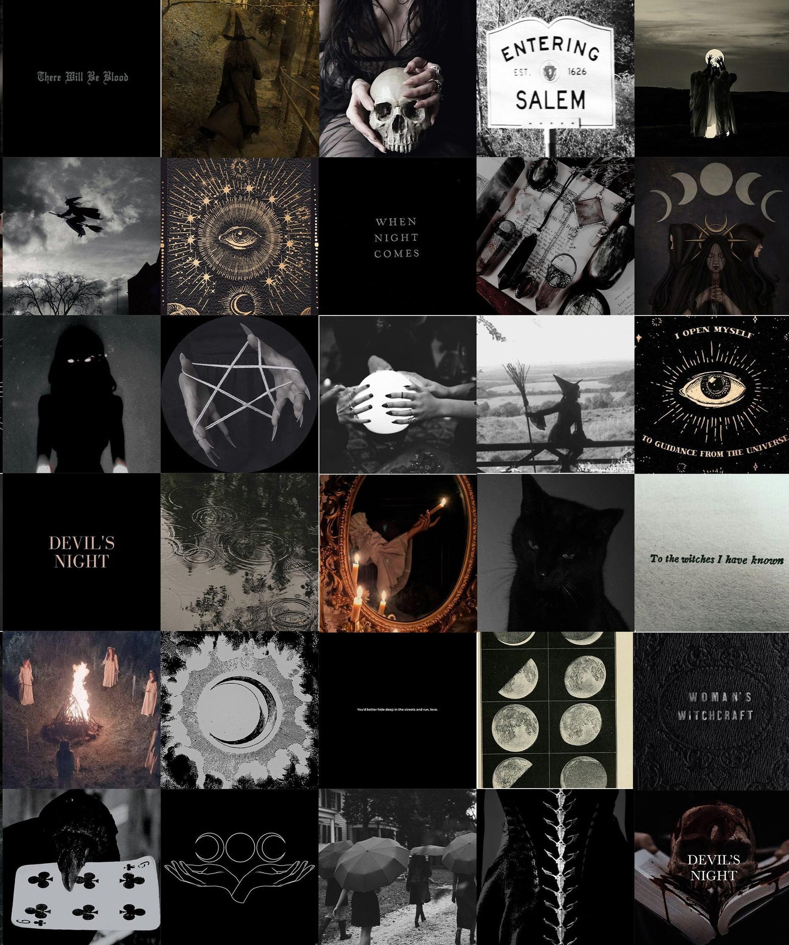 100 PCS | Witch Aesthetic Wall Photo Collage | Dark Witchy Photo ...