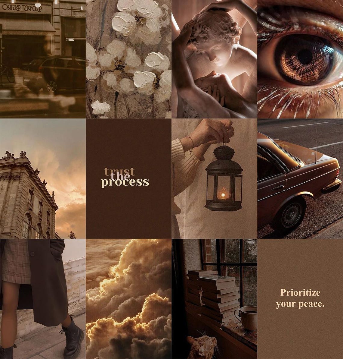 80 PCS | Brown Vintage Aesthetic Wall Photo Collage | Vintage Fall ...