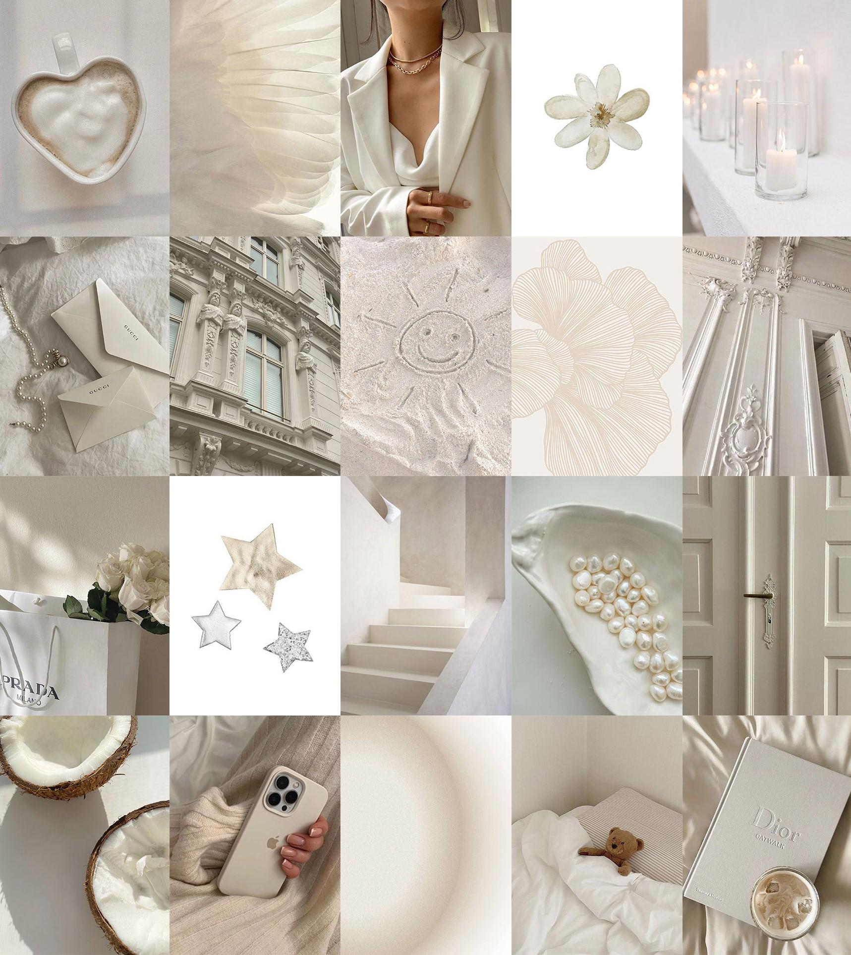 100 PCS | Clean Girl Aesthetic Wall Collage Kit | White Clean Photo ...