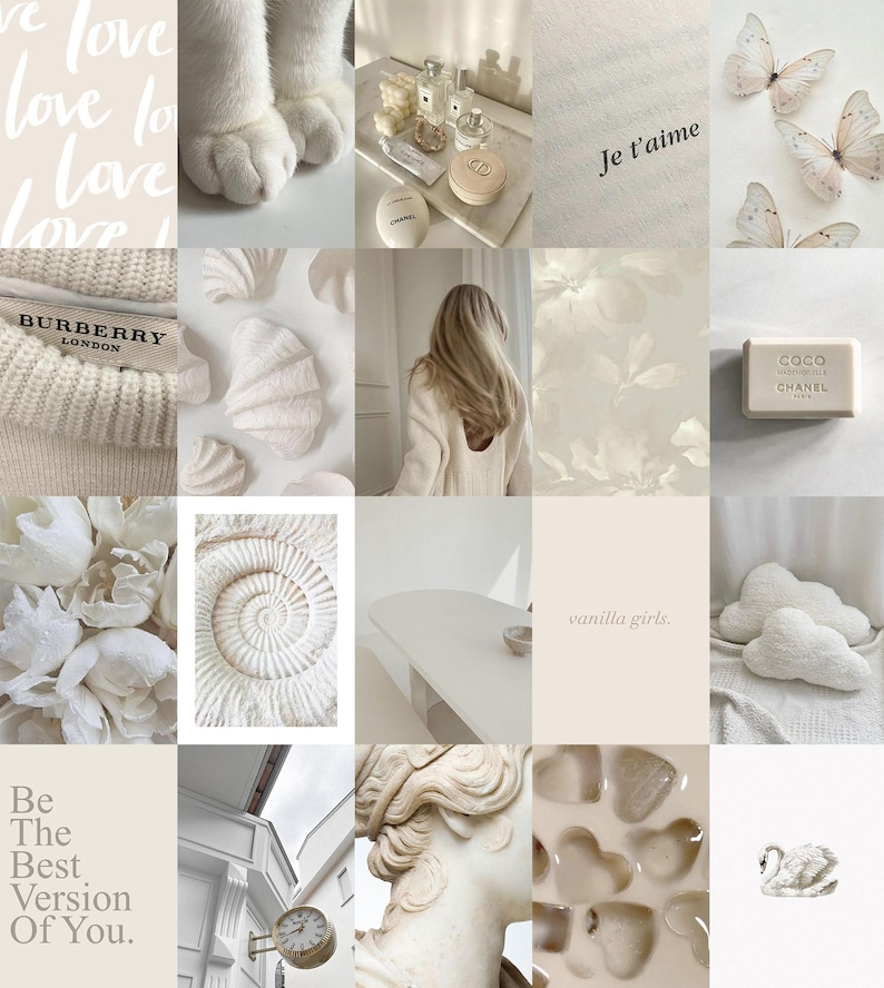 100 PCS | Clean Girl Aesthetic Wall Collage Kit | White Clean Photo ...