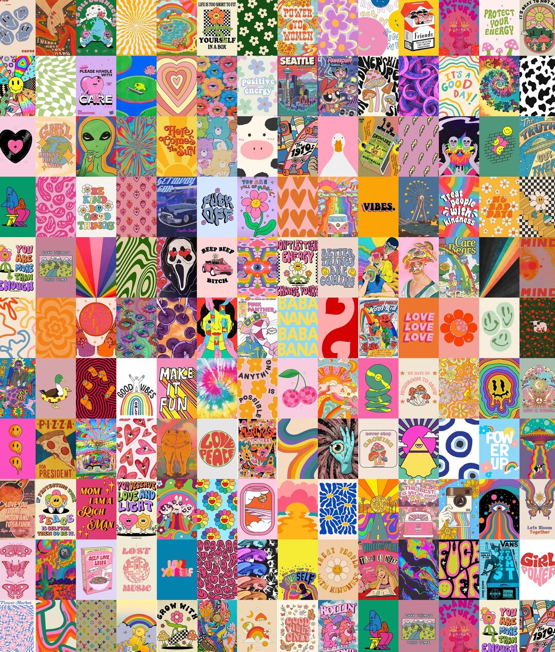150 PCS | Indie Aesthetic Wall Collage Kit | Groovy Aesthetic Poster ...