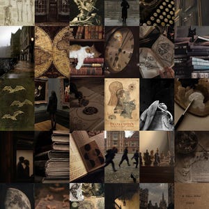 100 PCS | Dark Academia Photo Collage Kit | Brown Aesthetic Wall Art ...