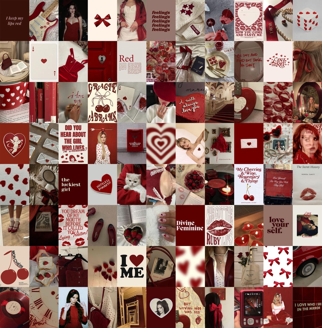 90 PCS | Red Coquette Wall Photo Collage | Coquette Aesthetic Wall ...