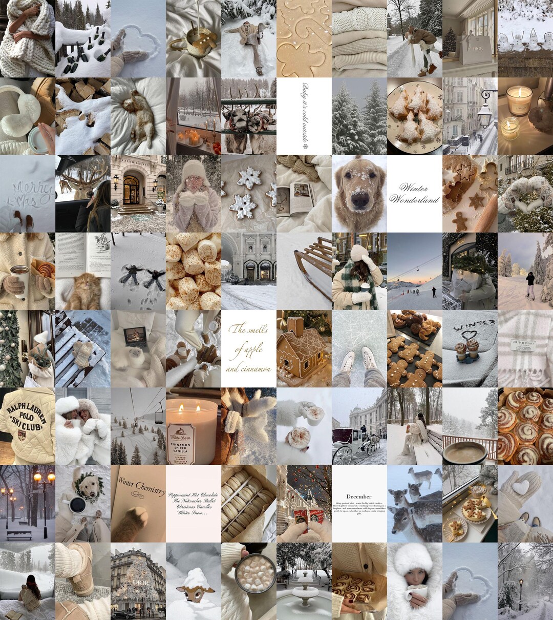 80 PCS | Cozy Winter Aesthetic Photo Collage | Snowy Wall Art Kit ...
