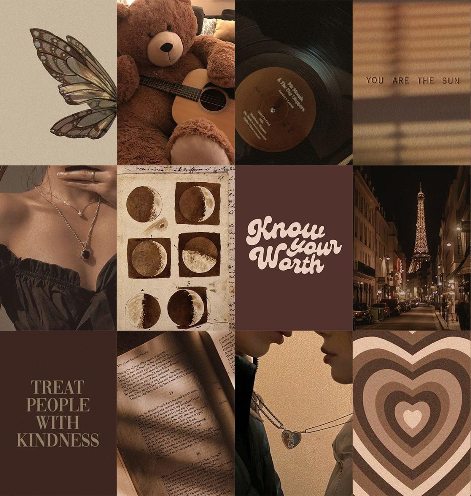 80 PCS | Brown Vintage Aesthetic Wall Photo Collage | Vintage Fall ...