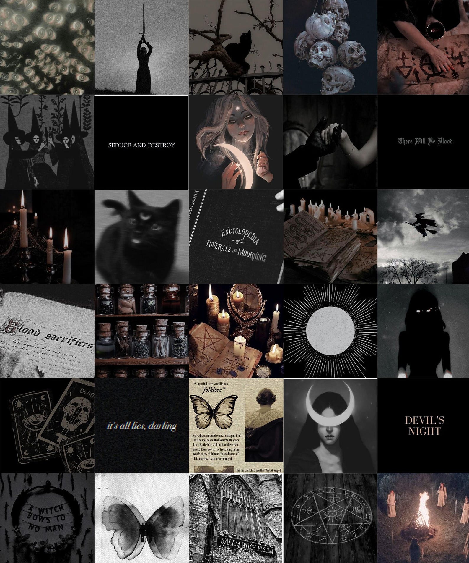 100 PCS | Witch Aesthetic Wall Photo Collage | Dark Witchy Photo ...