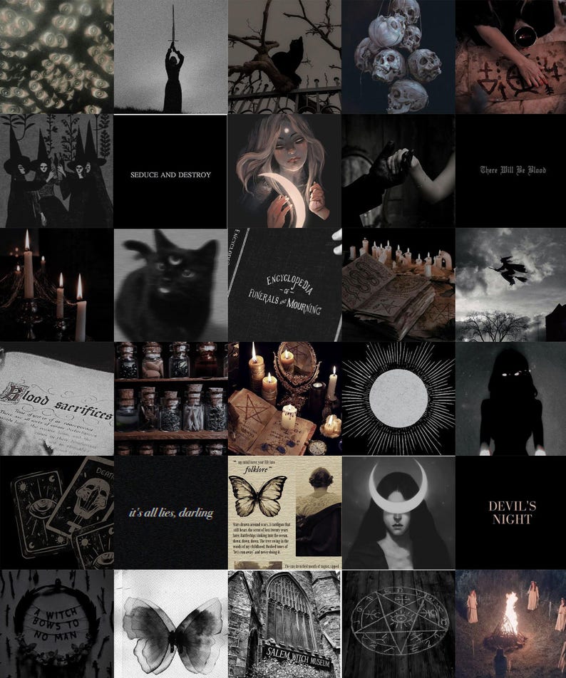 100 PCS | Witch Aesthetic Wall Photo Collage | Dark Witchy Photo ...